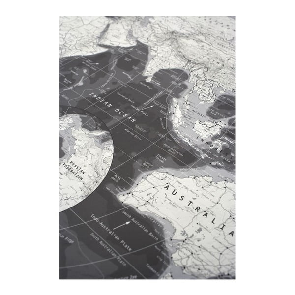 Magnetická mapa sveta The Future Mapping Company Monochrome World Map ...